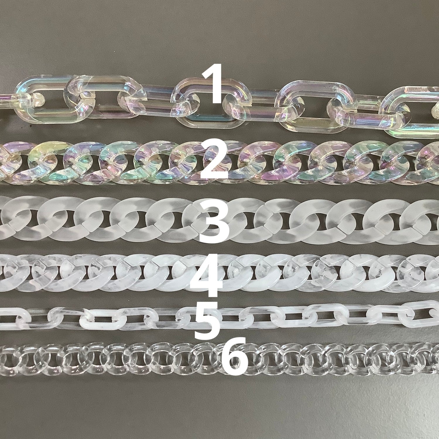 Ac Chain Tornasol & Clear Qty1- – Sun Beads Caguas